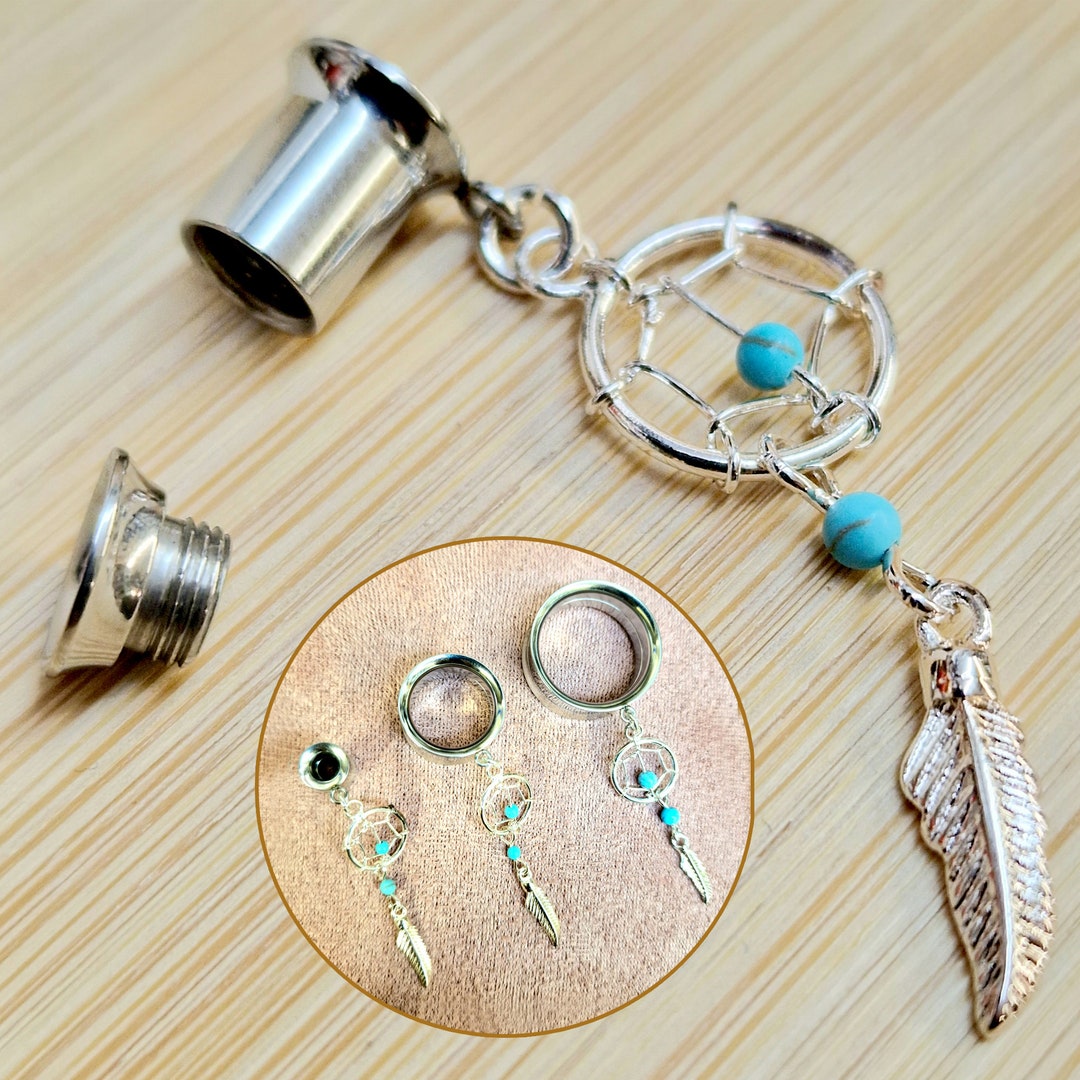 Ear Stretching Double Flare Plug Earrings With Dangle Silver ...