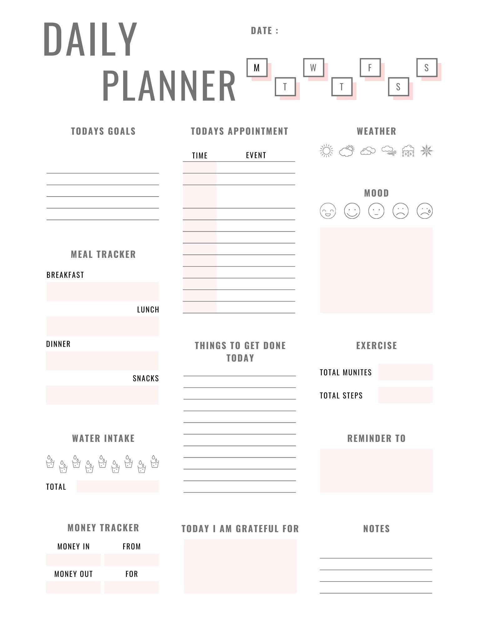 Daily Planner, to Do List Printable, Daily Schedule, Instant Download ...