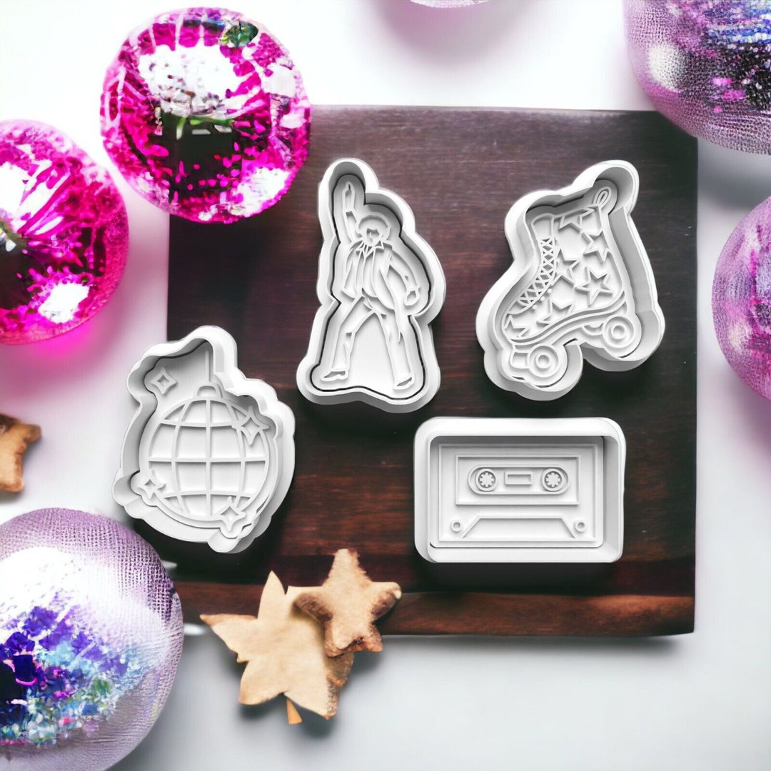FULL SET Disco 80s Dancing Cookie Cutters Embosser Set Various Sizes ...