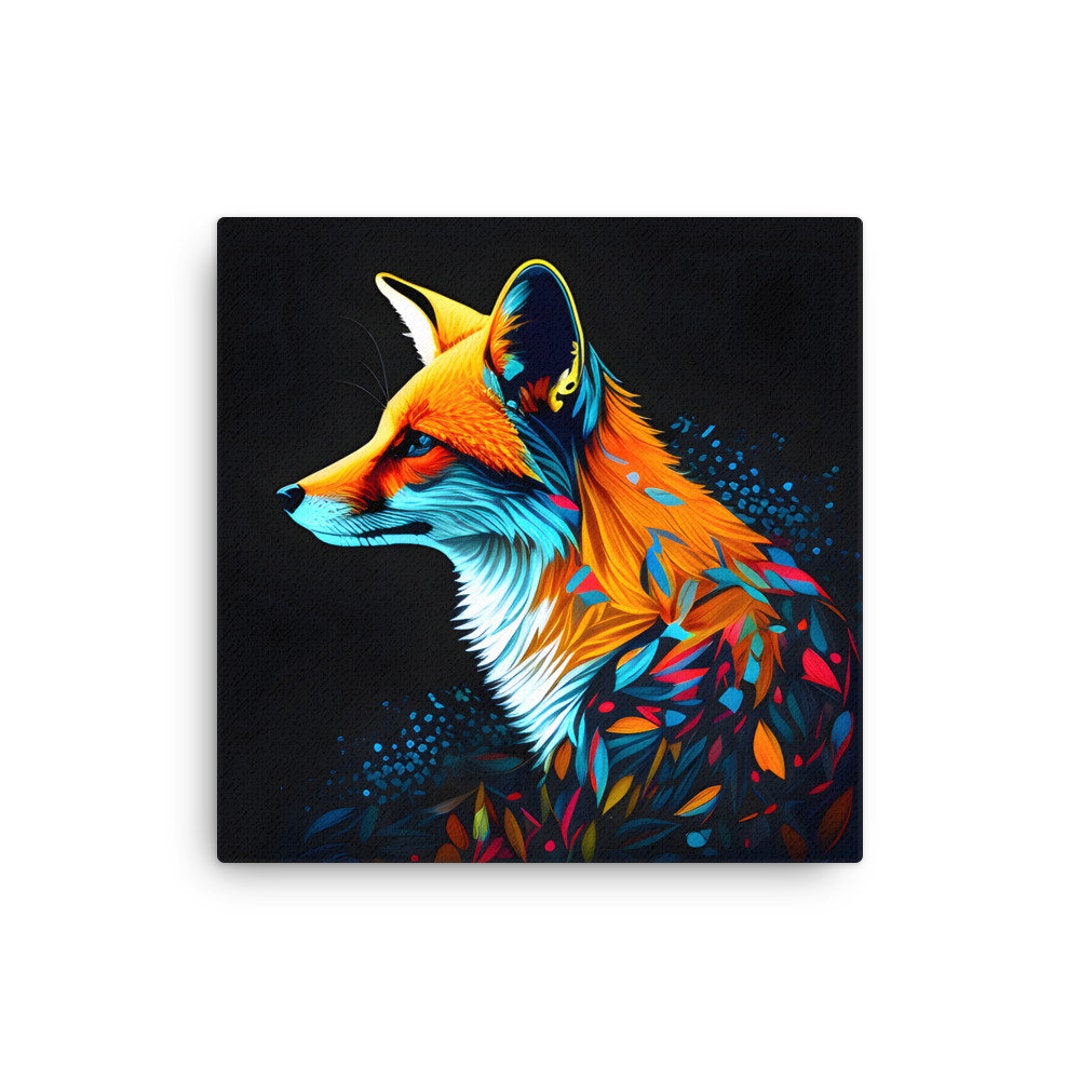Pop Art Fox Canvas - Etsy