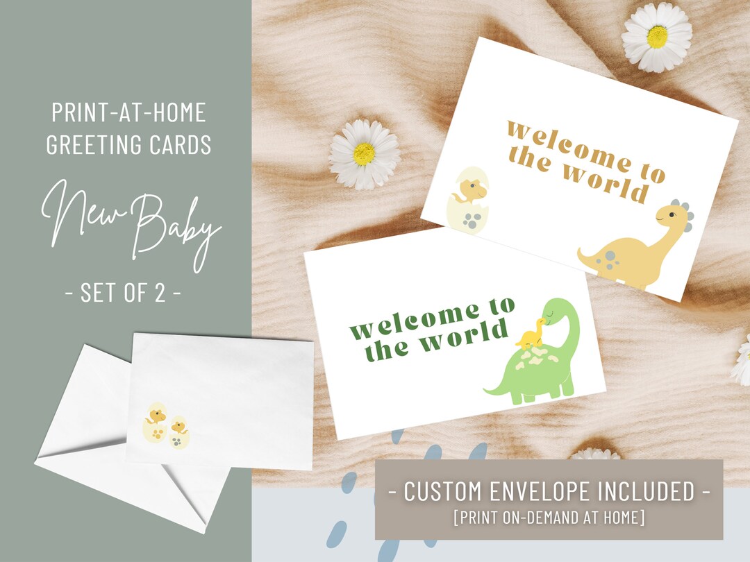 Print-at-home Card New Baby Card & Envelope Baby Shower Card Welcome to ...
