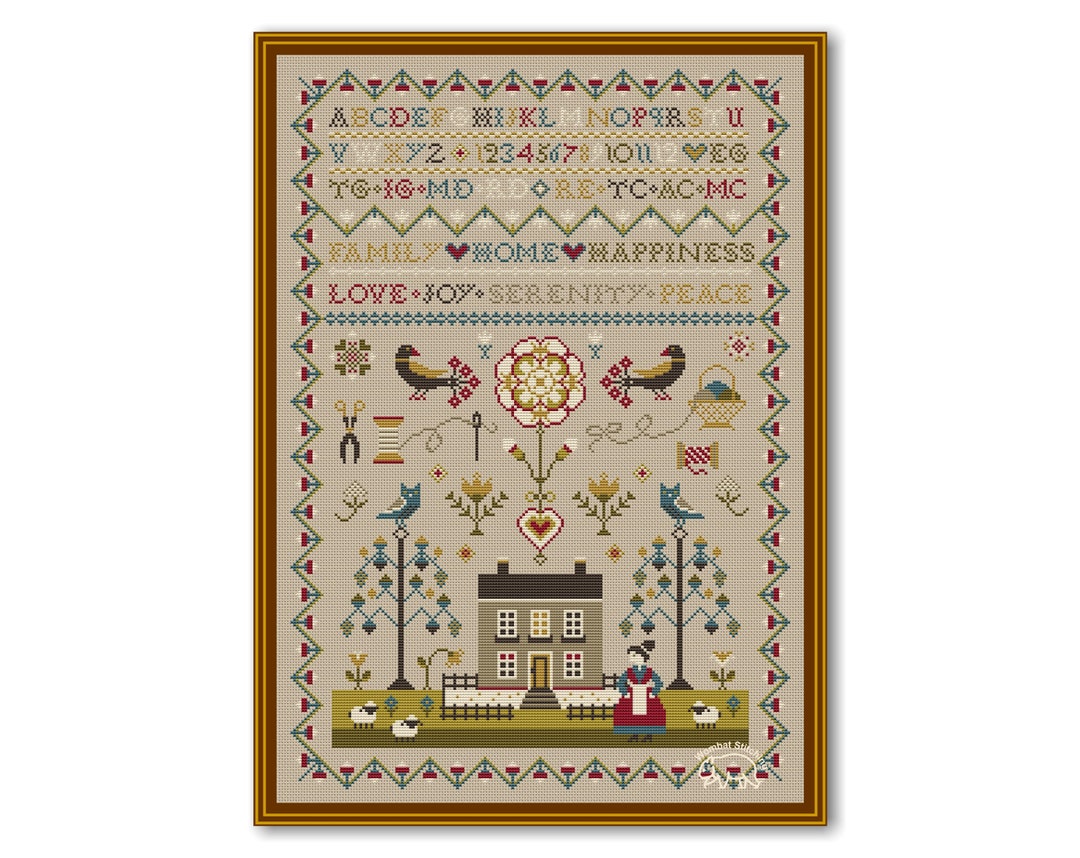 Old House Cross Stitch Pattern: Antique Alphabet Sampler (PDF Pattern ...