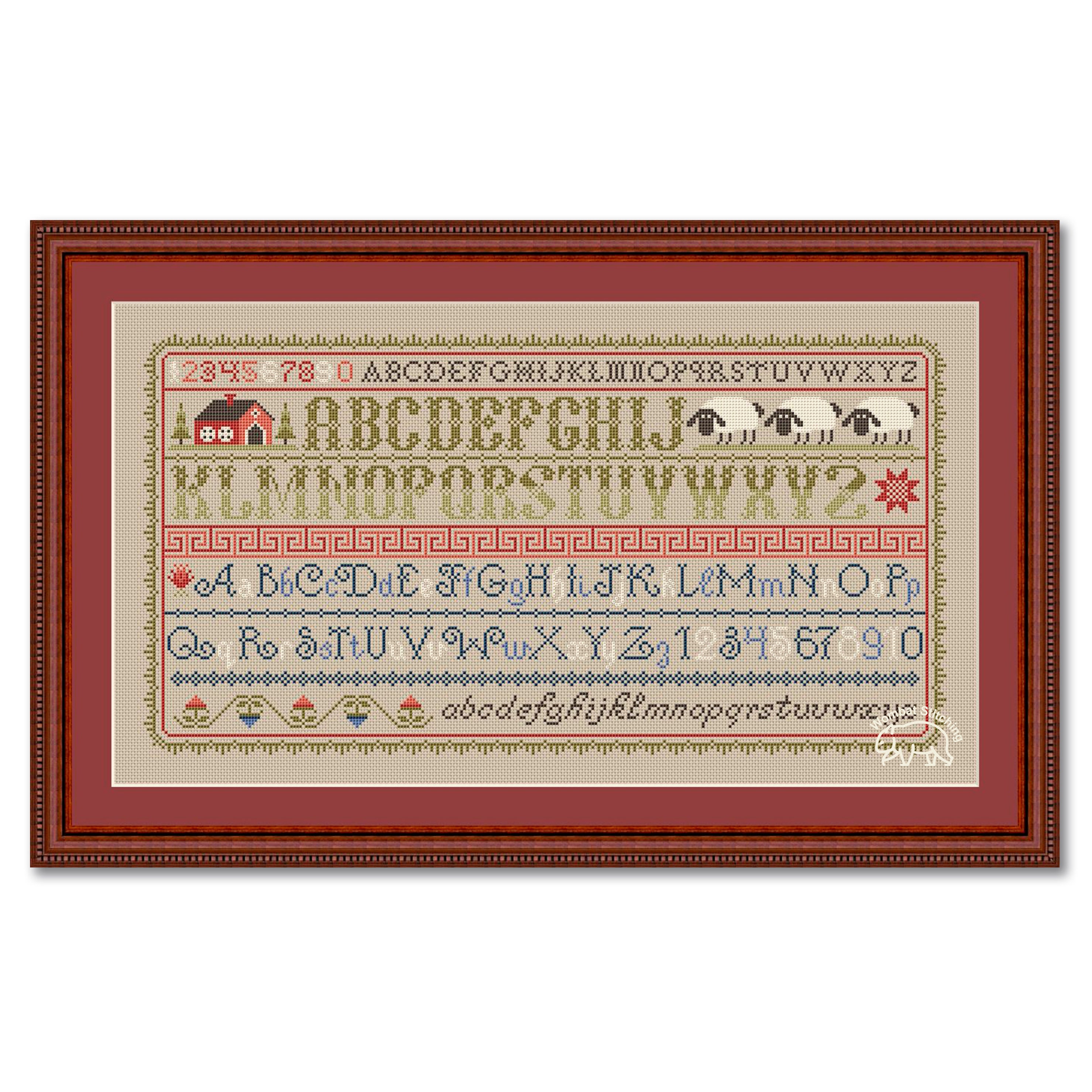 Cross Stitch Alphabet Sampler, Primitive Pattern Cross Stitch PDF ...