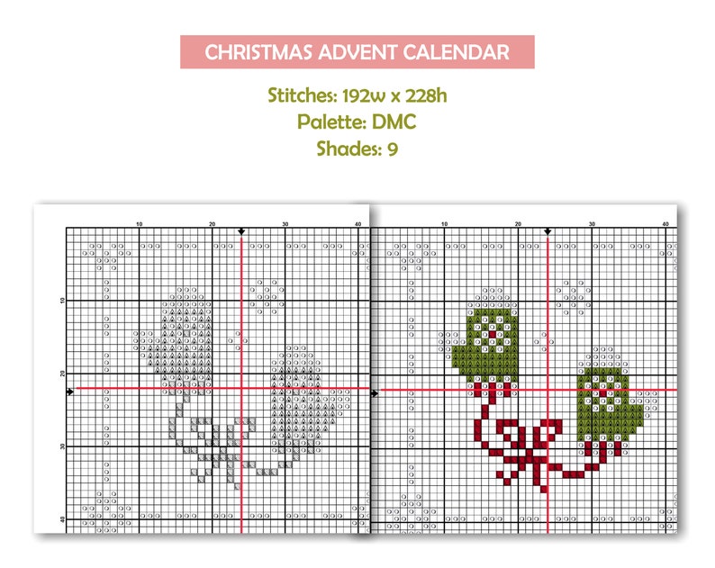 Merry Christmas House Advent Calendar Cross Stitch Pattern: Winter ...