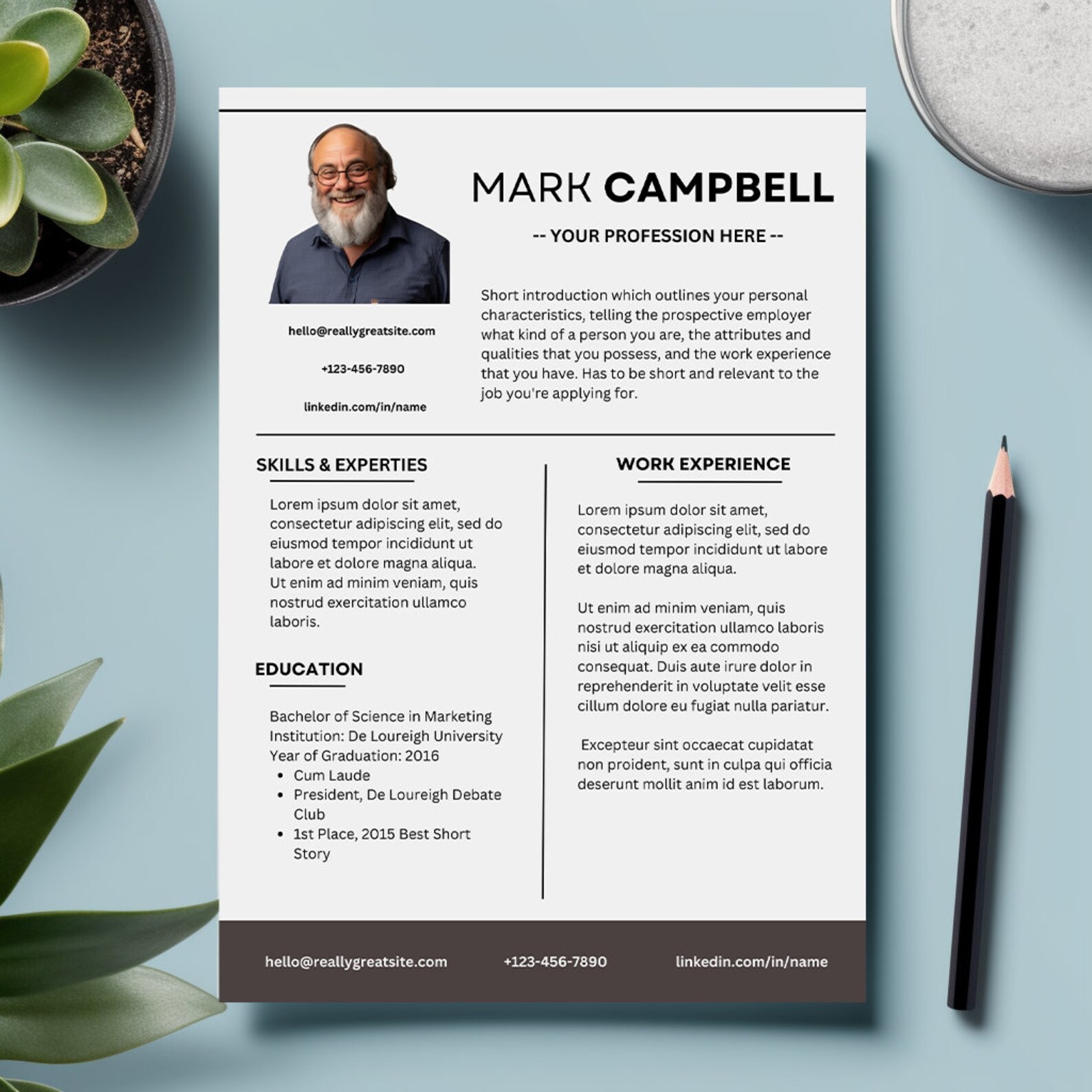Customizable ATS Academic CV Men, Research Resume Template, CV Academic ...