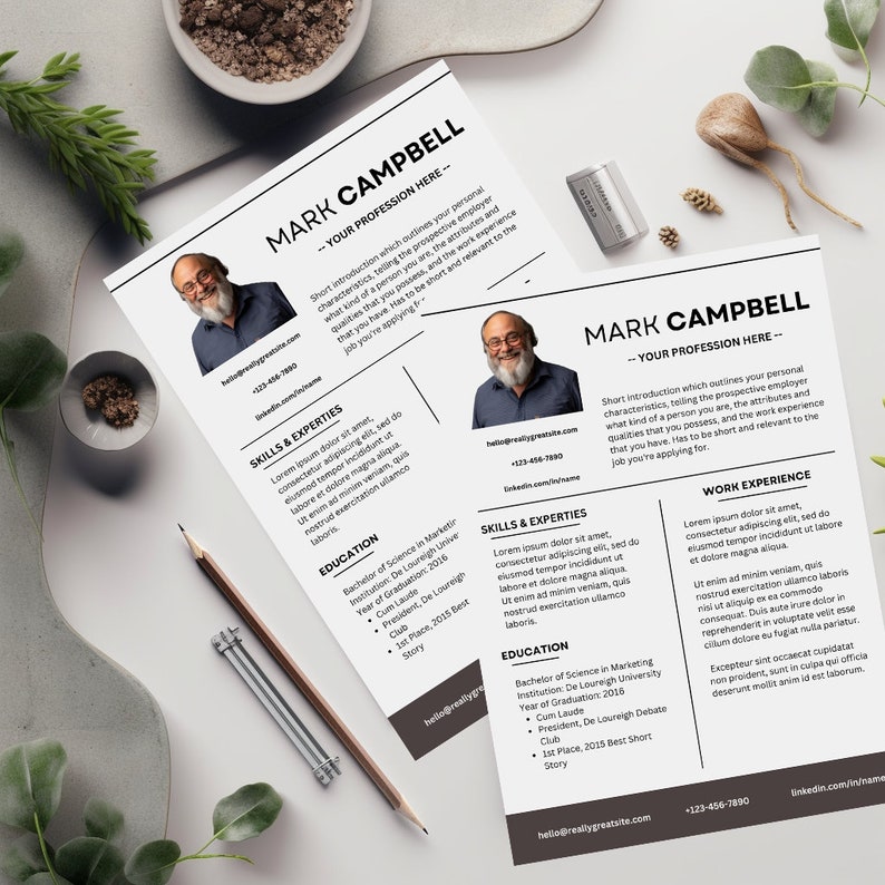 Customizable ATS Academic CV Men, Research Resume Template, CV Academic ...
