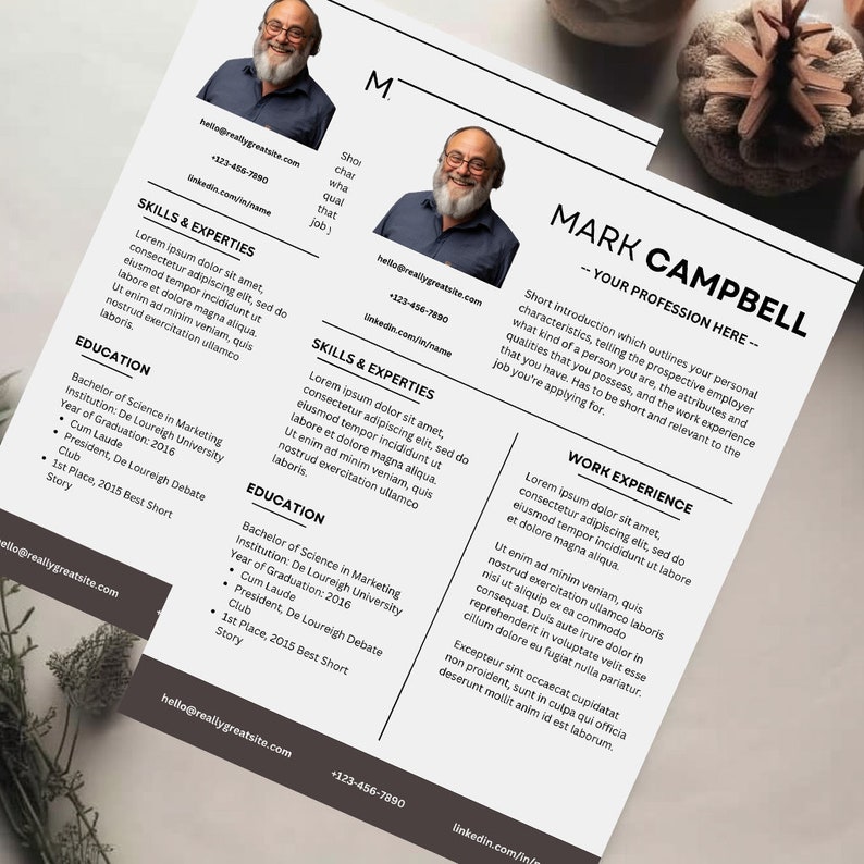 Customizable ATS Academic CV Men, Research Resume Template, CV Academic ...