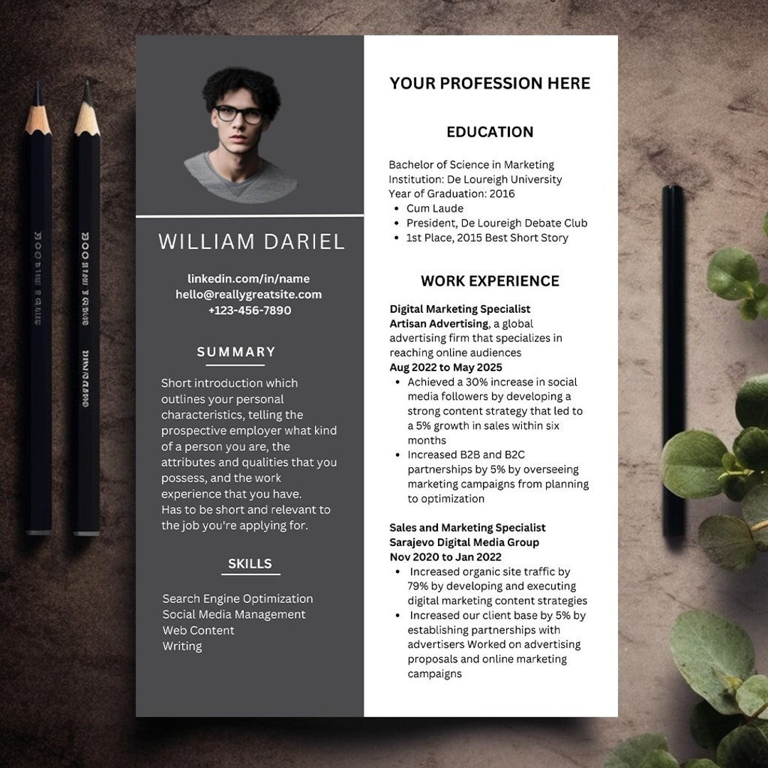 Customizable Academic CV Men, Research Resume Template, CV Academic, Cv ...