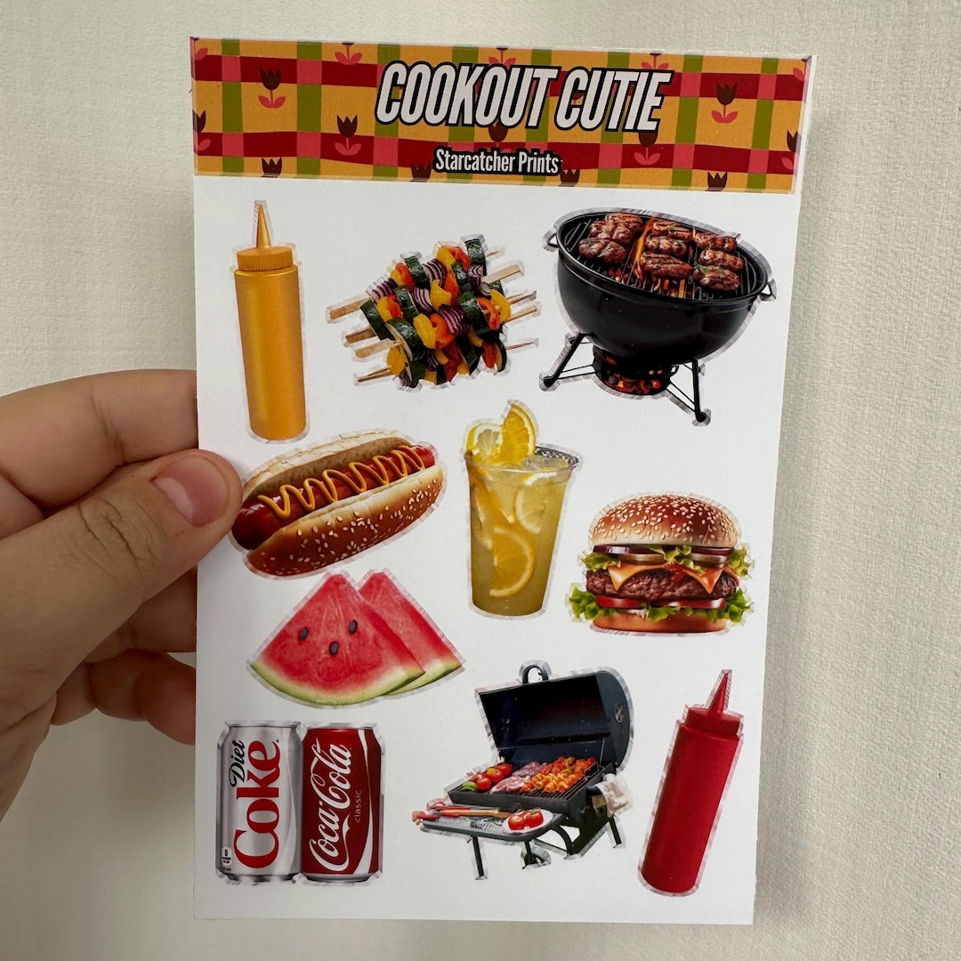 Cookout Cutie Sticker Sheet, Junk Journaling Sticker Sheets, Kiss Cut ...