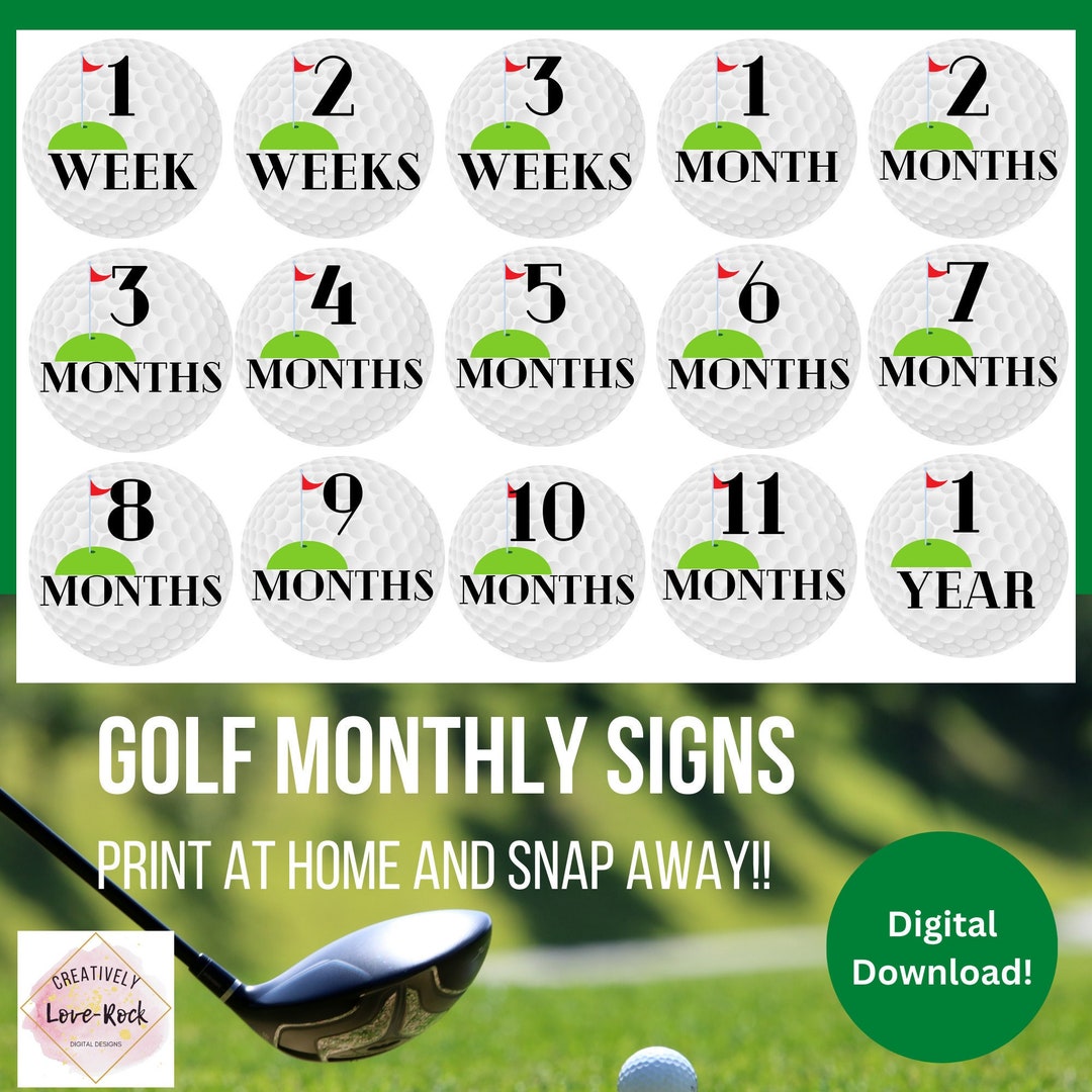 Golf Themed Monthly Baby/pet Milestone Signs - Print Yourself at Home ...