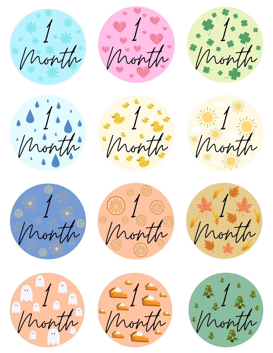 Monthly Themed Baby/pet Milestone Signs Print Yourself at Home - Etsy