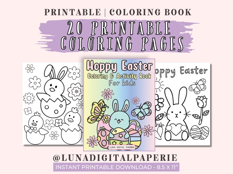 Hoppy Easter Coloring and Activity Book Digital Download Printable ...