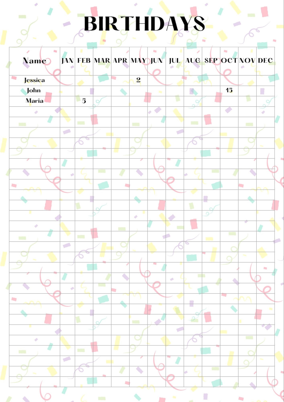 Birthday Tracker - Etsy