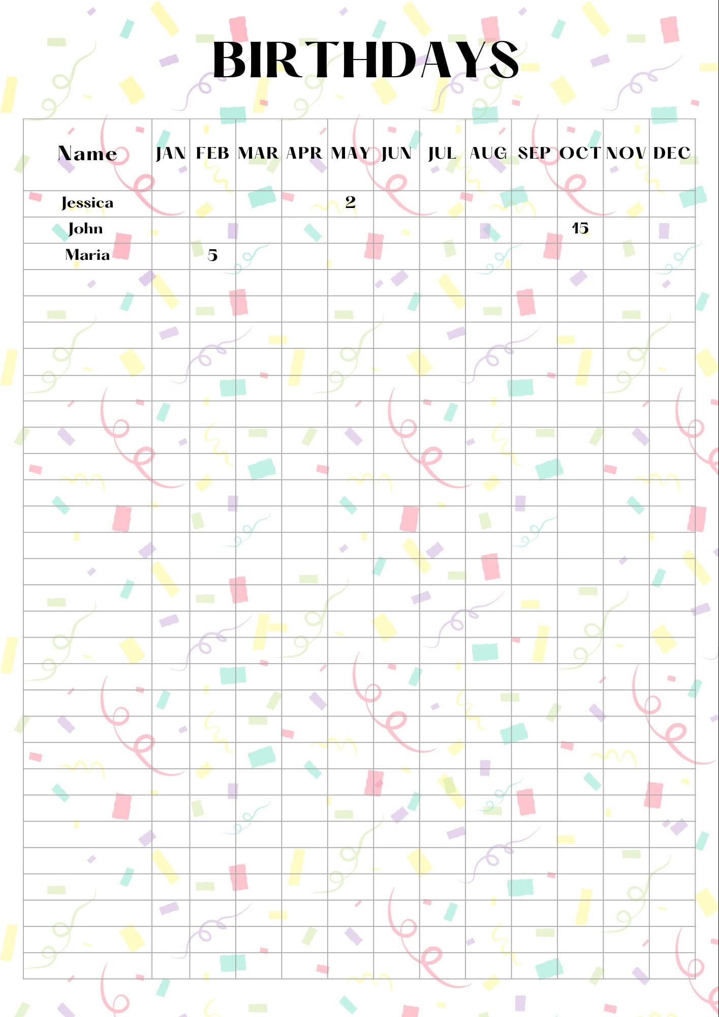 Birthday Tracker - Etsy