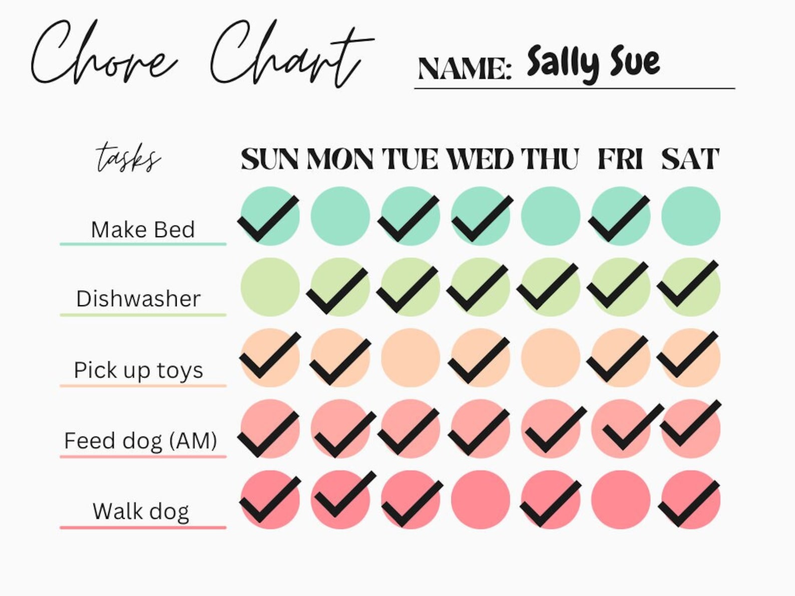 Colorful Chore Chart - Etsy