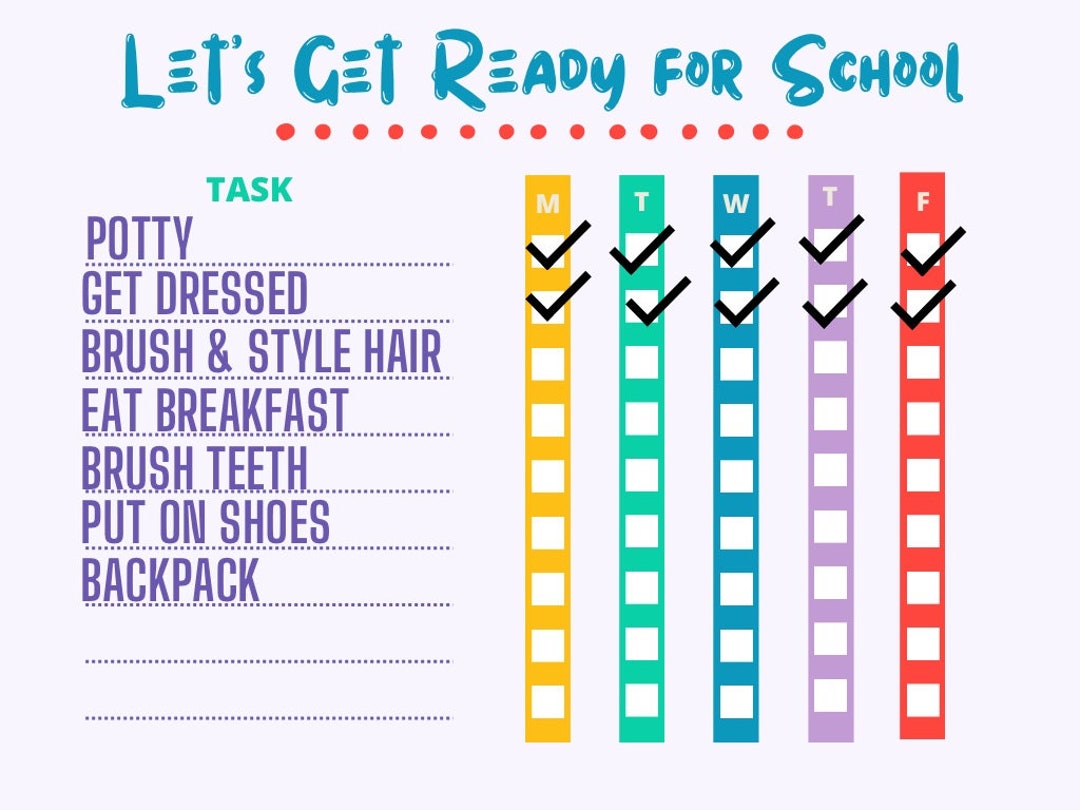 Get Ready for School Task Chart - Etsy