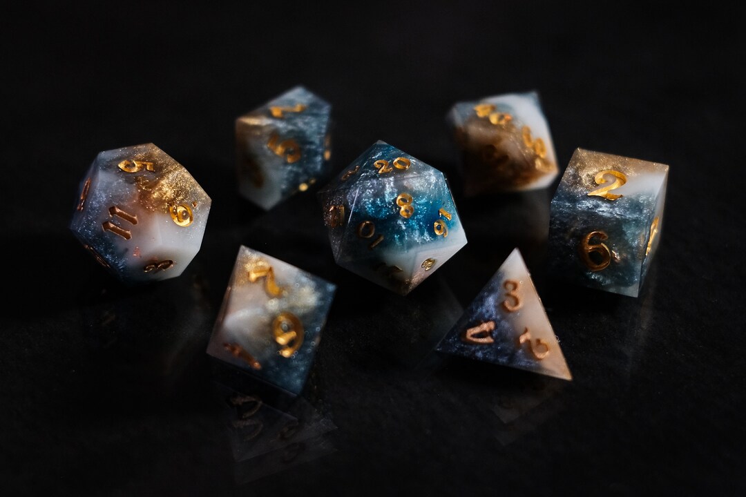 Azure Aeon Stone Dungeons and Dragons Dice Set for Dnd, Pathfinder, and ...