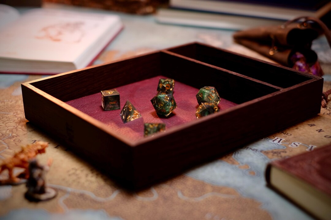 Handcrafted Wenge Wood Dice Tray: Leather Lined RPG Tabletop for D&D ...