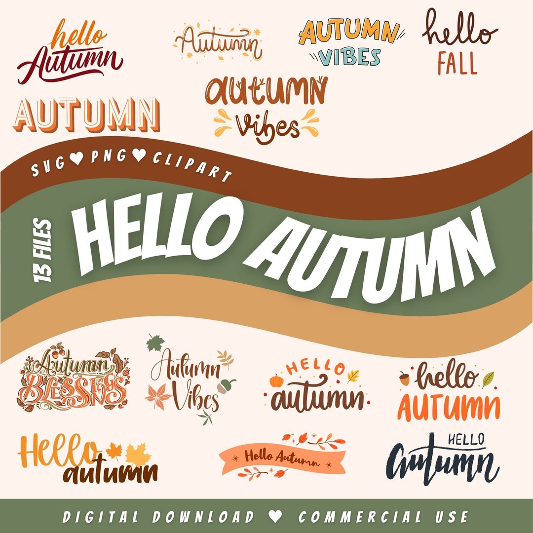 Hello Autumn SVG PNG Bundle Files for Cricut Fall Mega Pack Silhouette ...