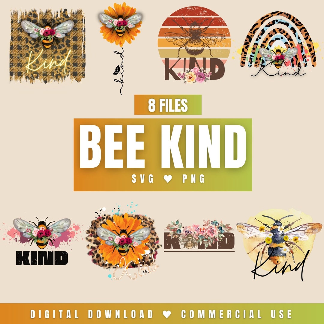 Bee Kind SVG PNG Clipart Bundle Files for Cricut Teacher Qoute School ...