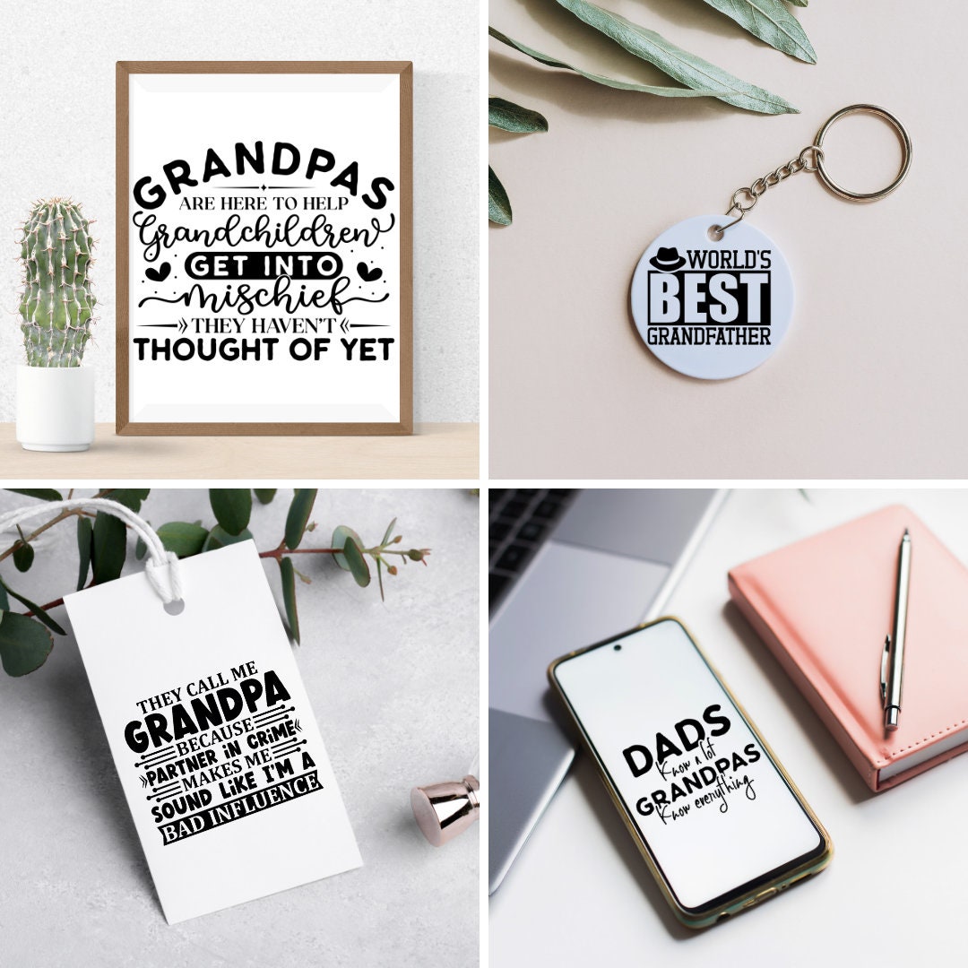 Grandpa SVG PNG Eps Dxf Clipart Bundle Papa for Cricut Retirement Pack ...