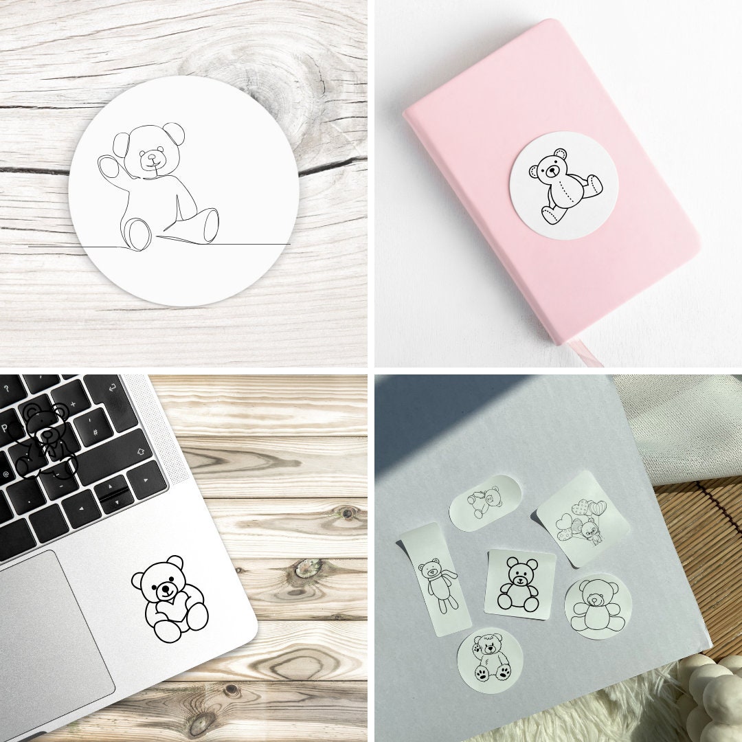 Teddy Bear Outline Clipart: SVG, PNG Bundle (digital Download) - Etsy
