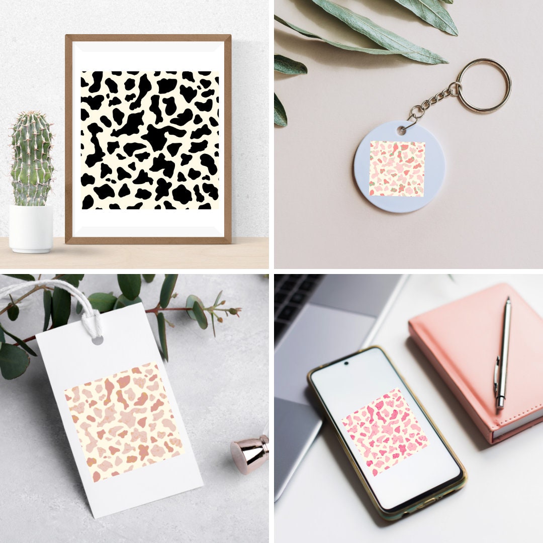 Cow Print Pattern SVG PNG Clipart Bundle Files for Cricut Animal Print ...