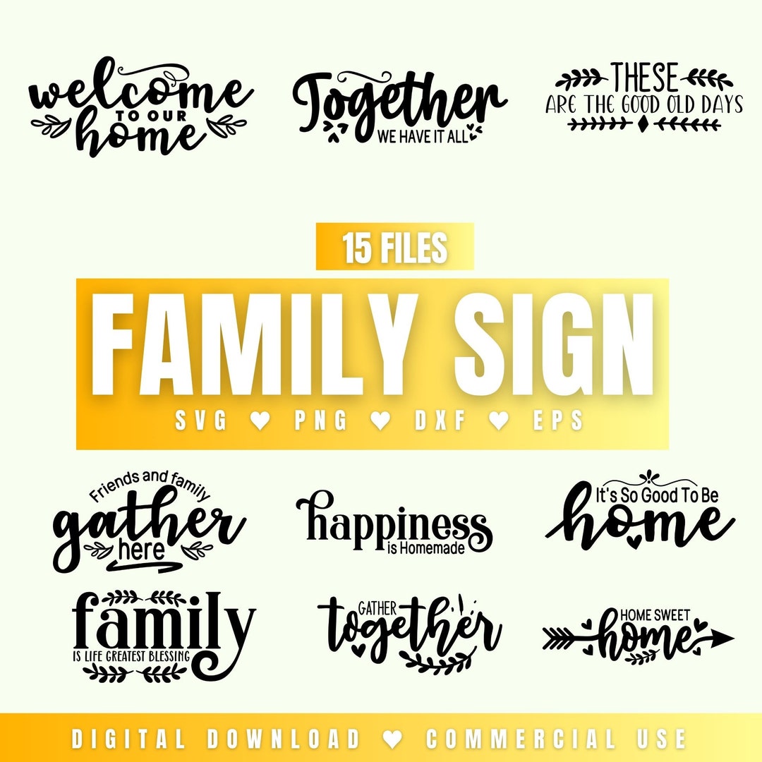 Family Sign SVG PNG Dxf Eps Clipart Bundle Home for Cricut Welcome ...