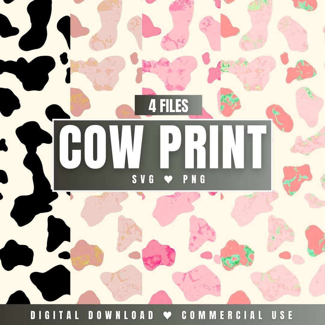 Cow Print Pattern SVG PNG Clipart Bundle Files for Cricut Animal Print ...