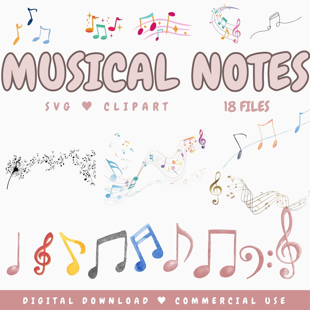Musical Notes Watercolor SVG, Music Note PNG, Musical Clipart Bundle ...