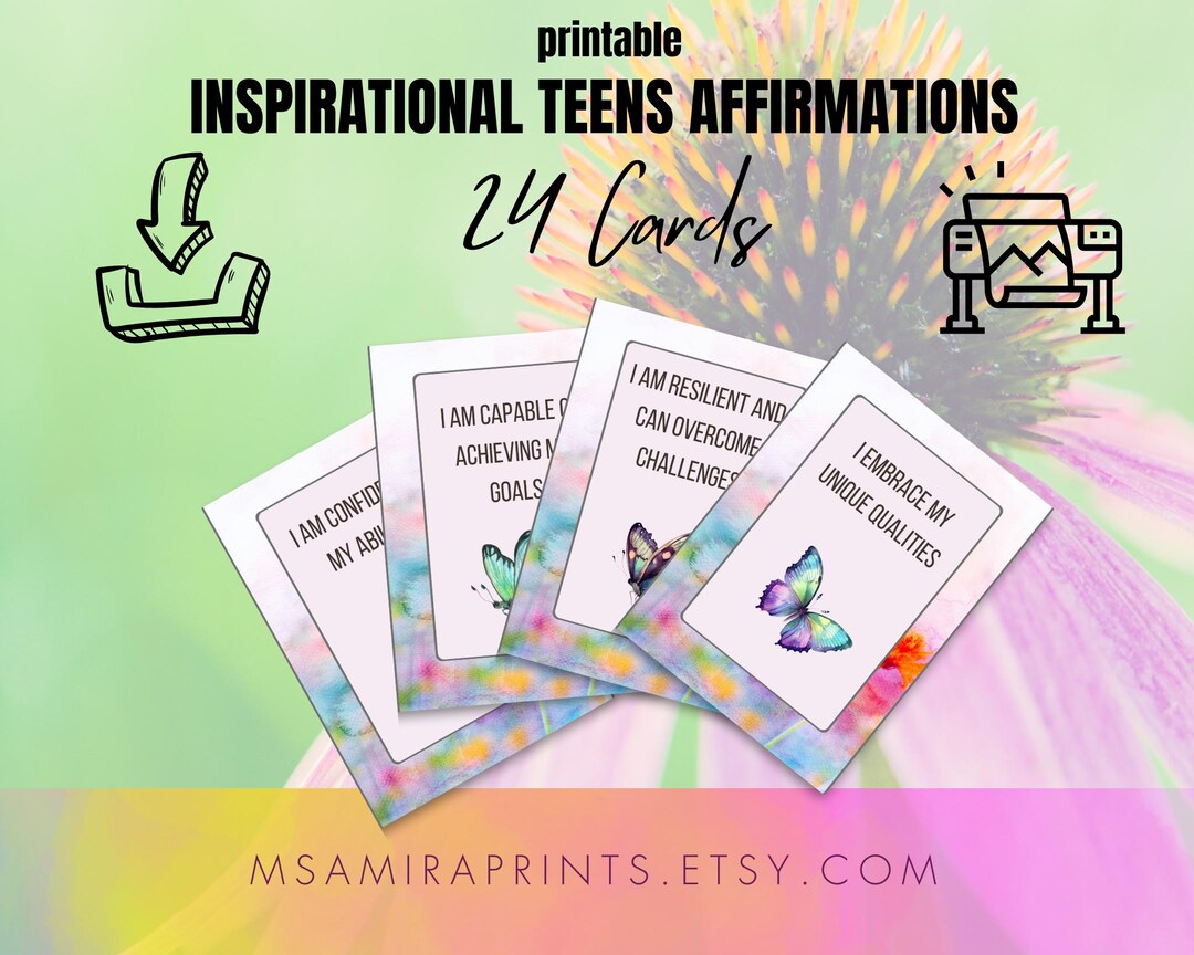 Digital Inspirational Affirmations Cards for Teens | Boost Confidence ...