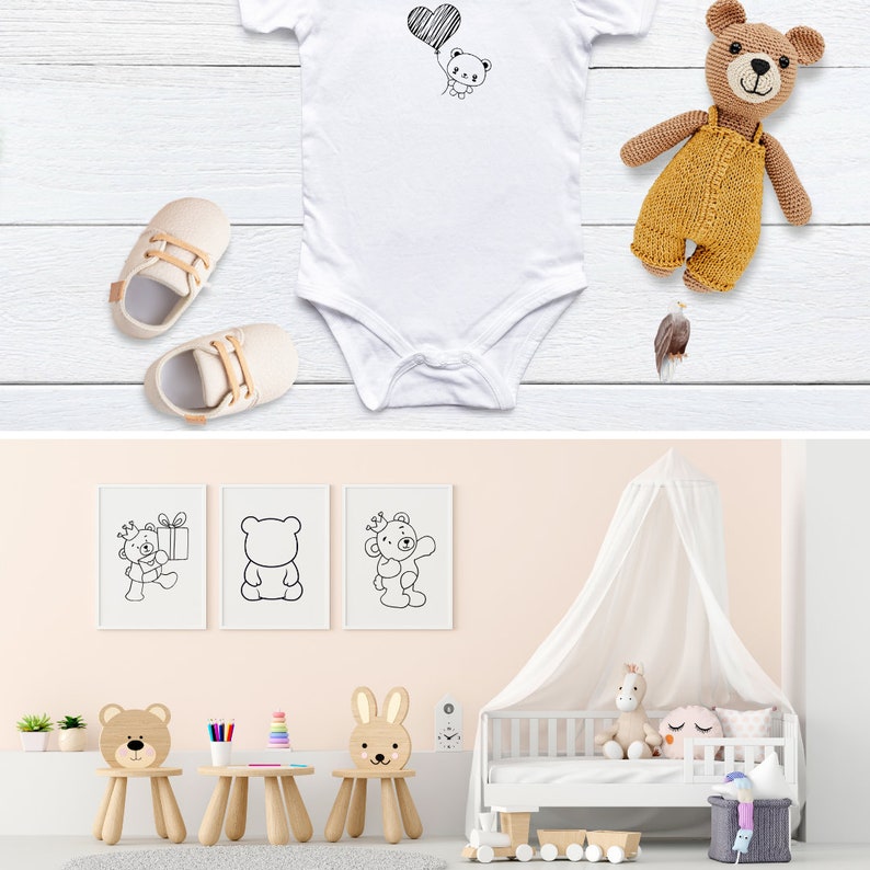 Teddy Bear Outline Clipart SVG PNG Bundle Files for Cricut Cute ...