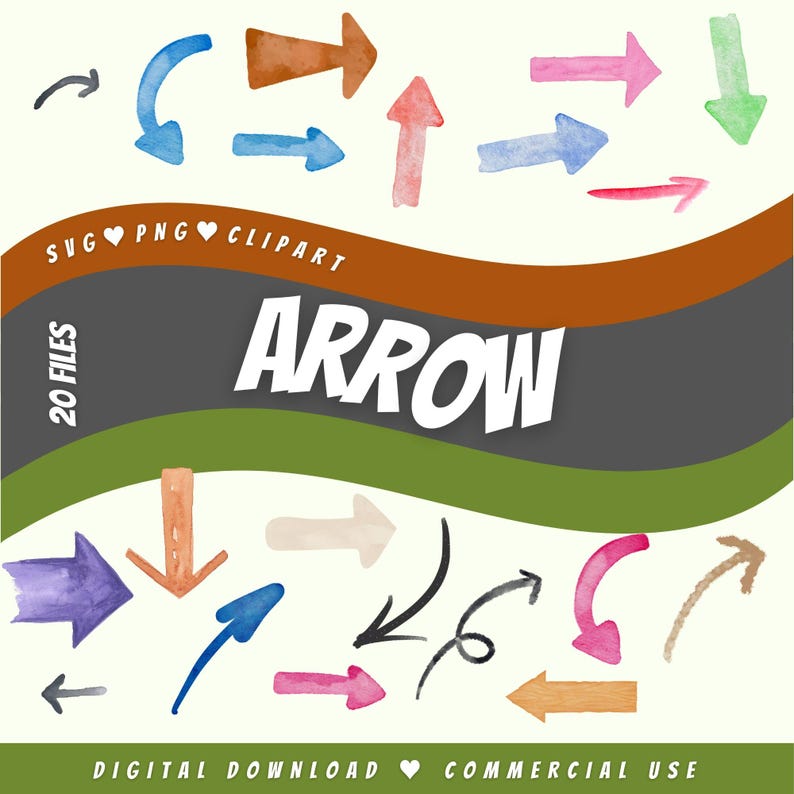 Arrows Watercolor Element SVG PNG Clipart Bundle Files for Cricut ...