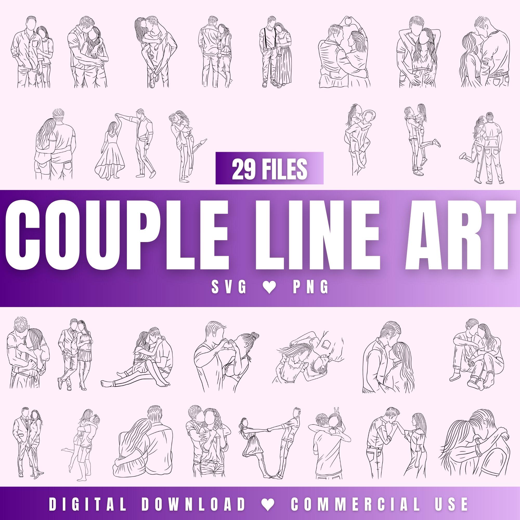 Couple Line Art+ SVG PNG Clipart Bundle Files for Cricut Silhouette ...