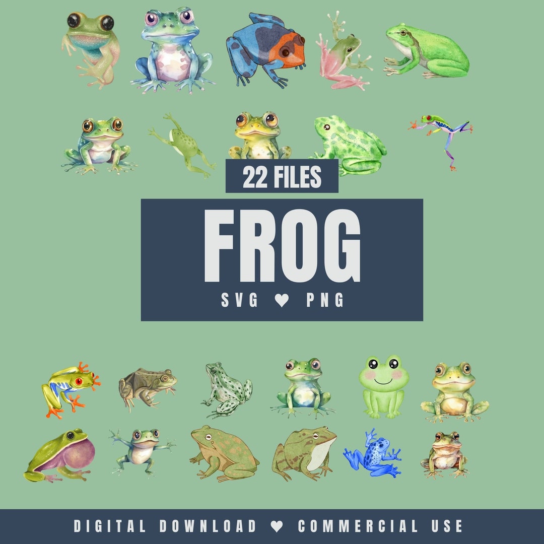 Frog Watercolor SVG PNG Clipart Bundle Watercolor Files for Cricut Mega ...