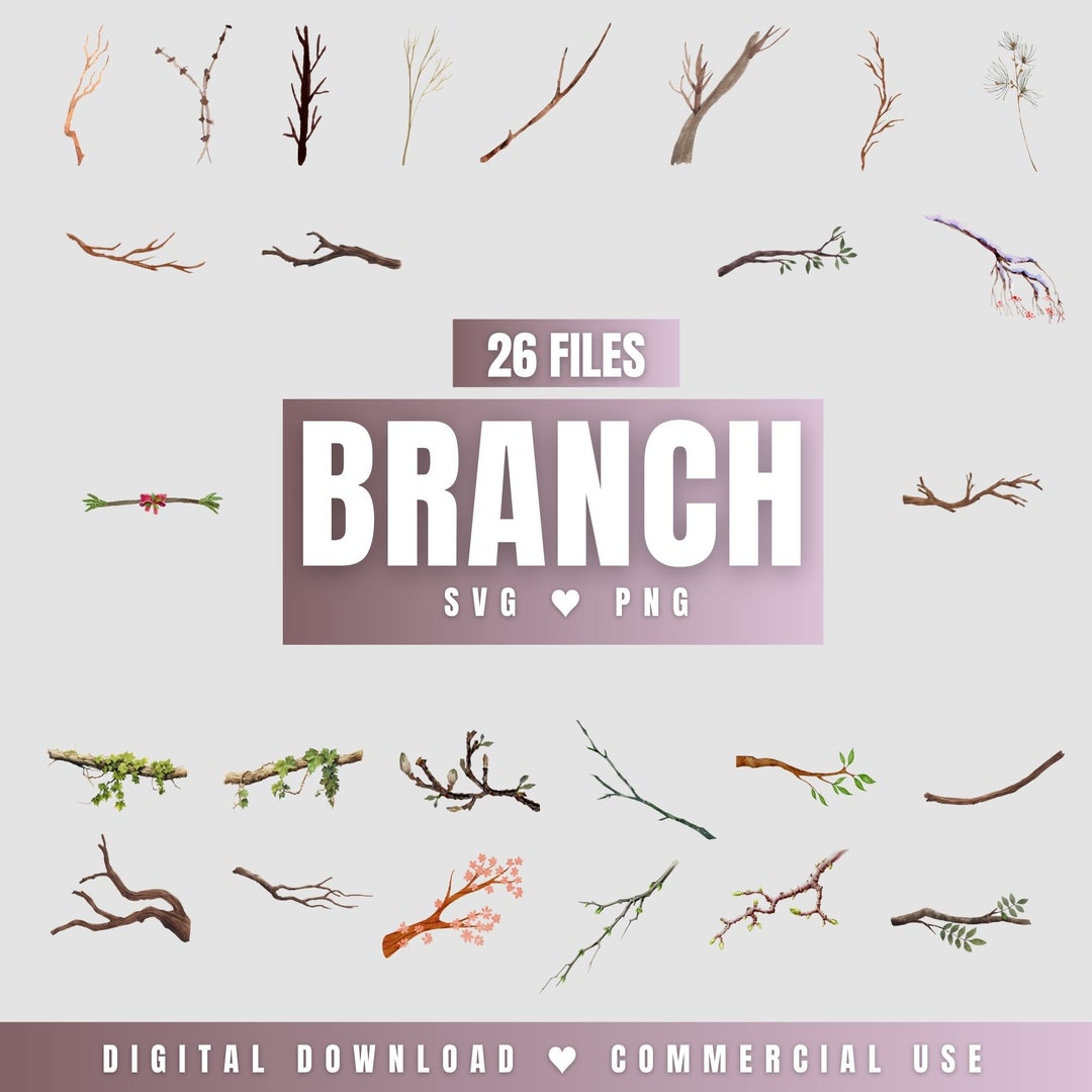 Branch SVG PNG Clipart Bundle Tree Branches Files for Cricut Mega Pack ...