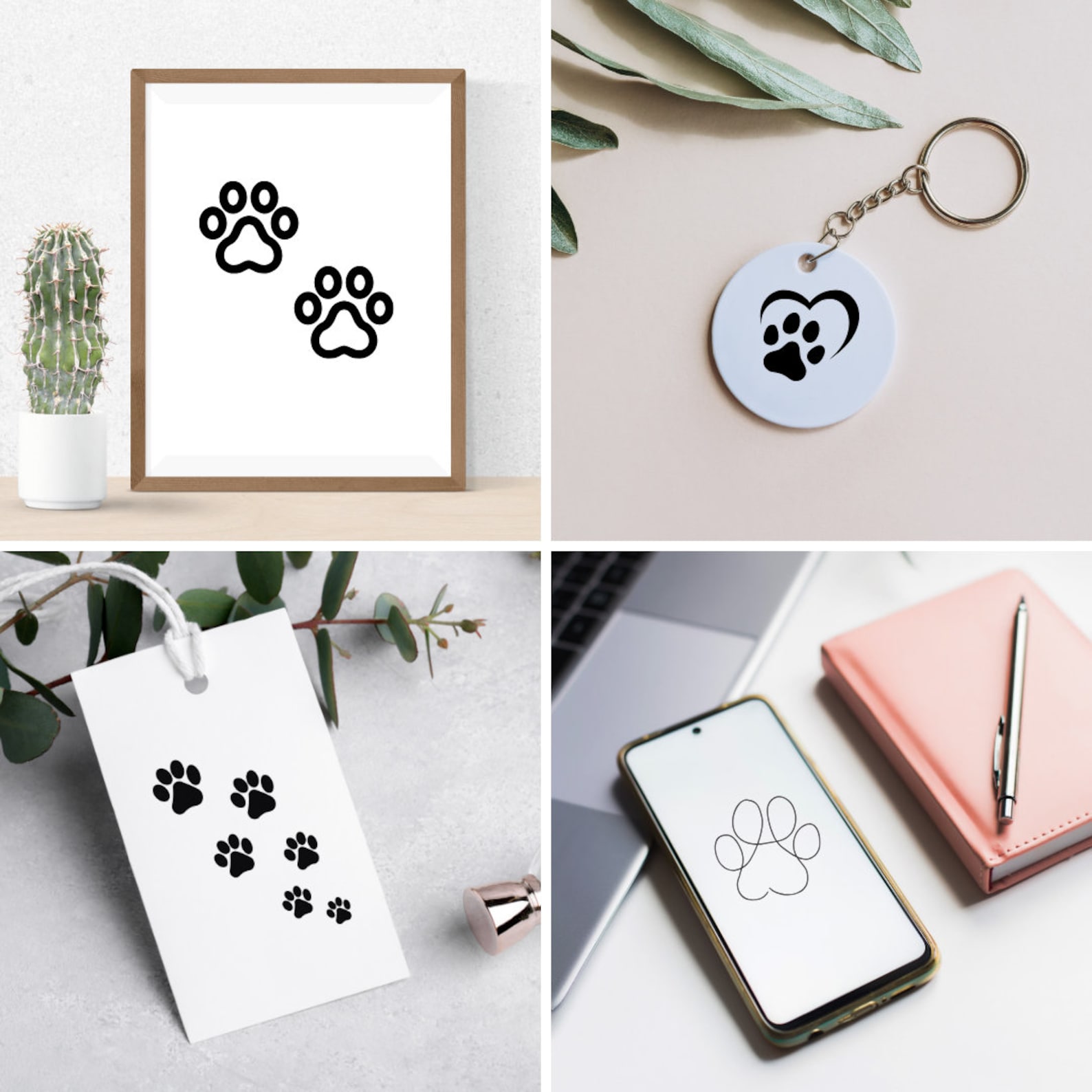 Paw Print Outline SVG PNG Clipart Bundle Files for Cricut Dog Mega Pack ...