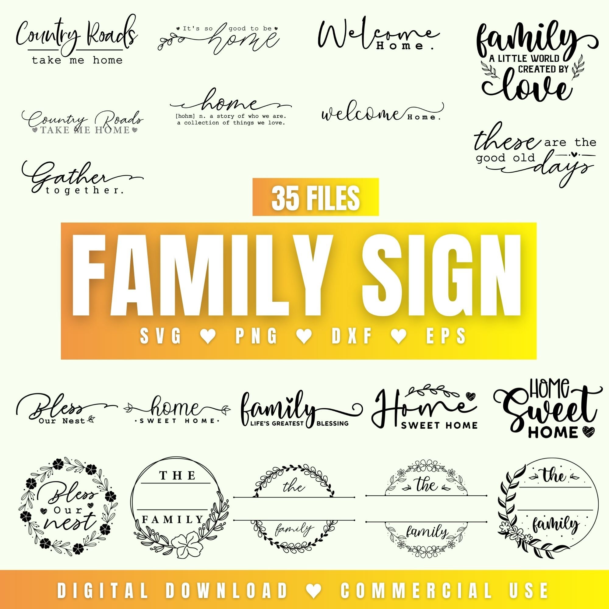Family Sign SVG Bundle, Home Decor Clipart (digital Download) - Etsy
