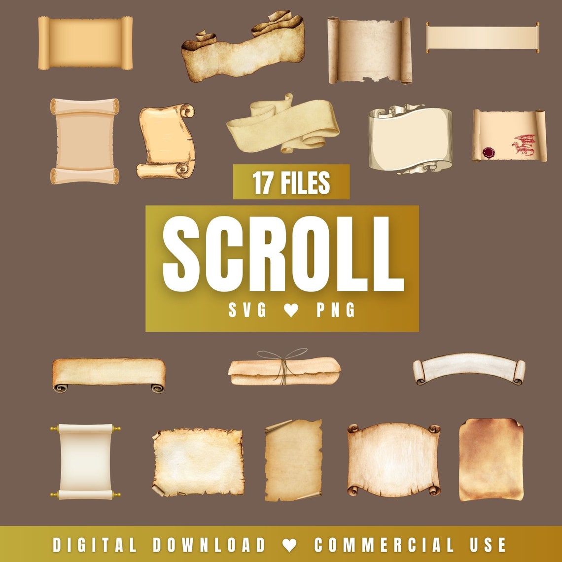 Scroll SVG PNG Clipart Bundle Files for Cricut Mega Pack Silhouette ...