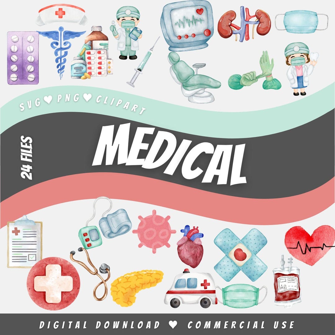 Medical Watercolor SVG Bundle Nurses Doctors Healthcare Hospital Cricut ...