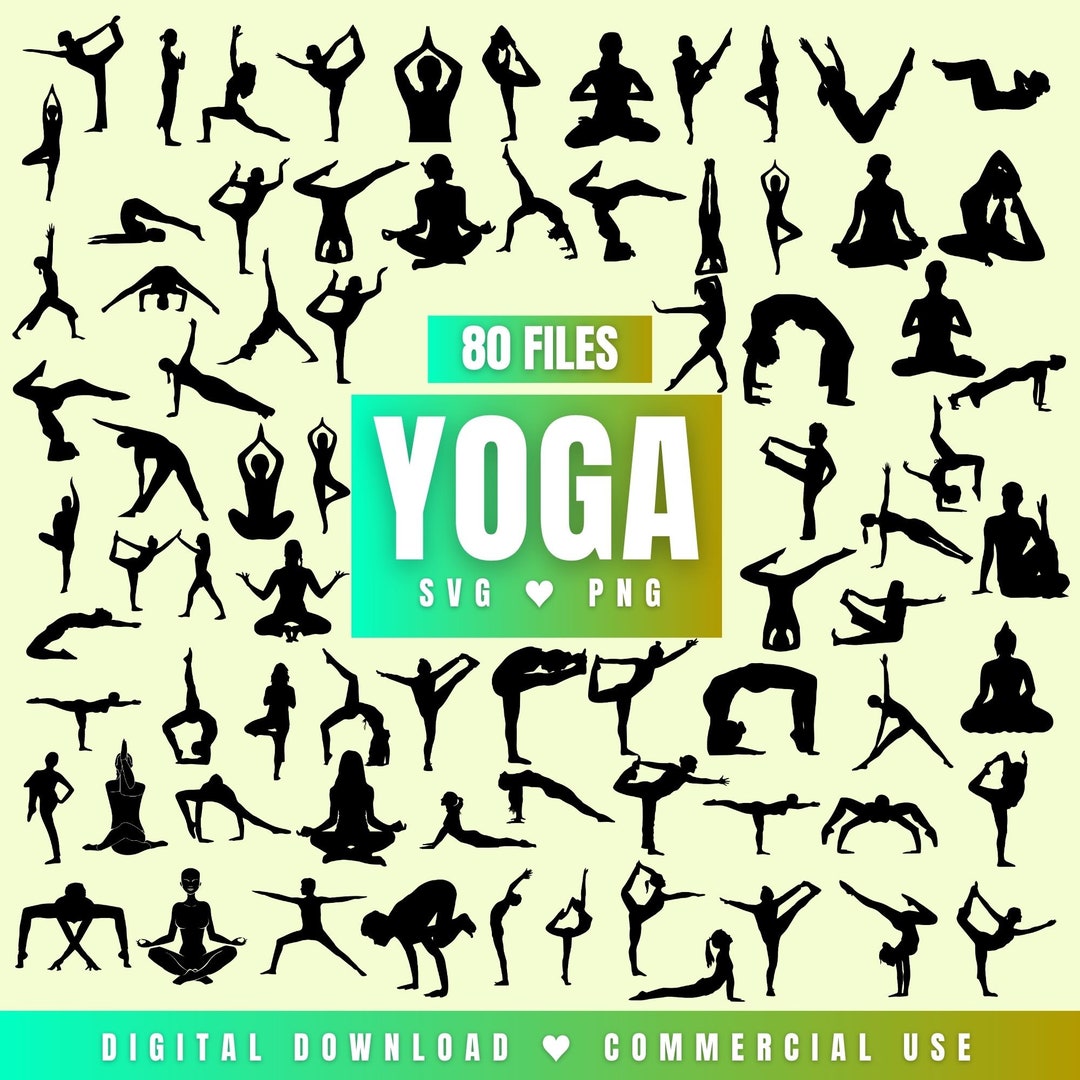 Yoga Pose Icon Symbol Bundle SVG PNG Eps Dxf Clipart Bundle Files for ...