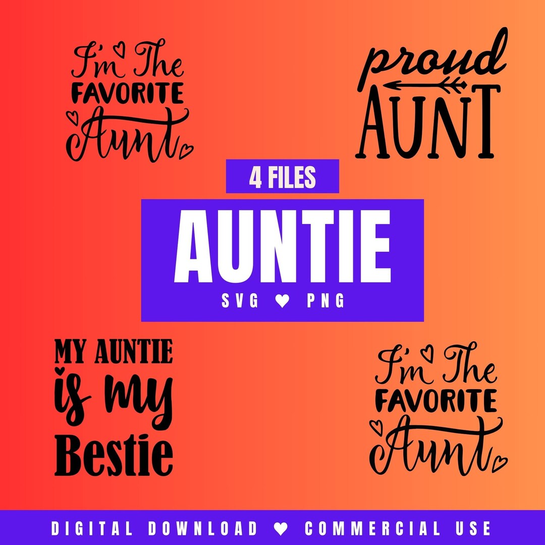 Auntie SVG PNG Clip Art Bundle Aunt for Cricut Happy House Mega Pack ...