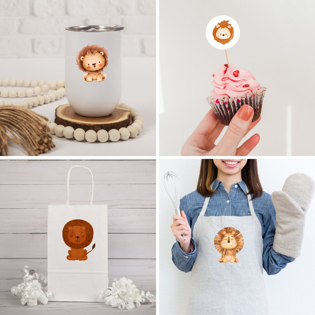 Baby Lion Watercolor SVG PNG Clipart Nursery Bundle Files for Cricut ...