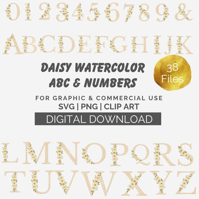 Daisy Alphabet SVG PNG Clipart Bundle Files for Cricut Letters Mega ...