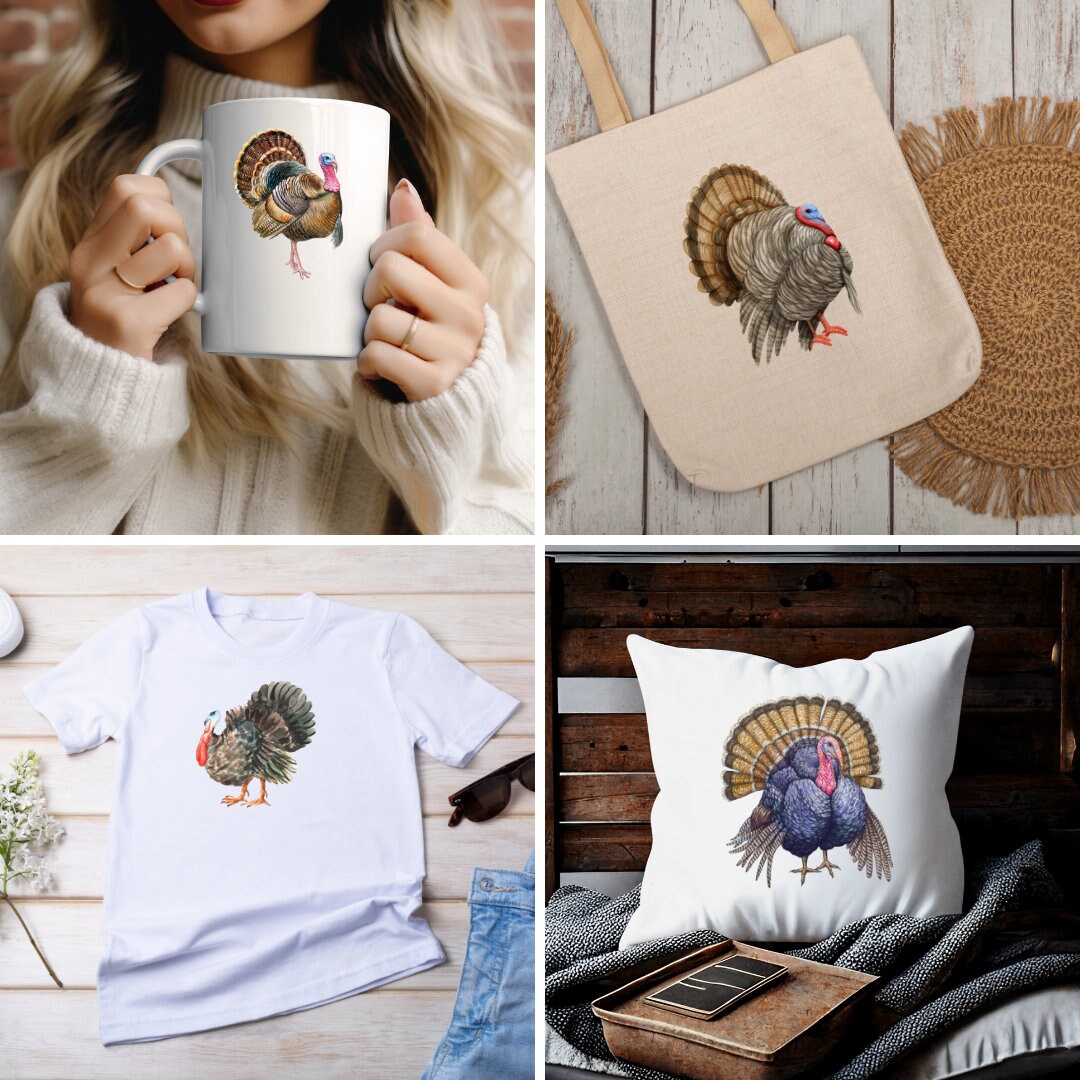 Turkey Watercolor SVG PNG Clipart Bundle Watercolor Files for Cricut ...