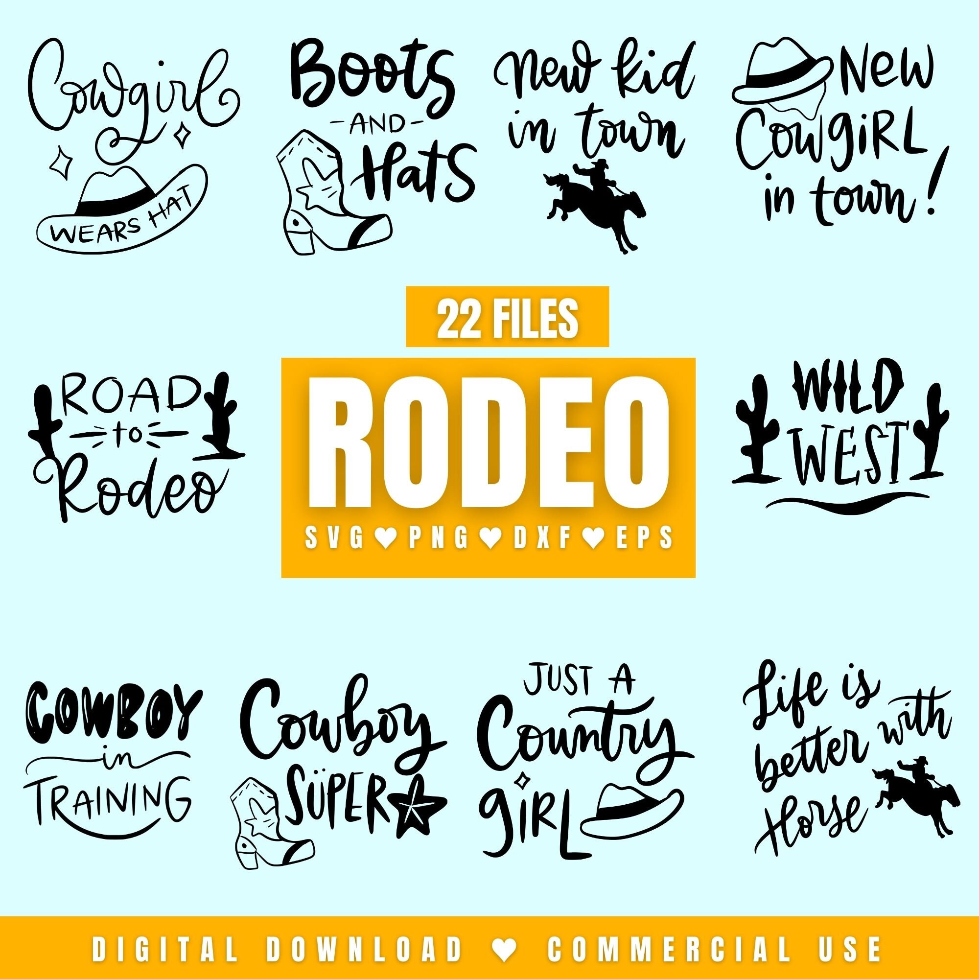 Rodeo Eps Dxf SVG PNG Clipart Bundle for Cricut Western Pack Silhouette ...