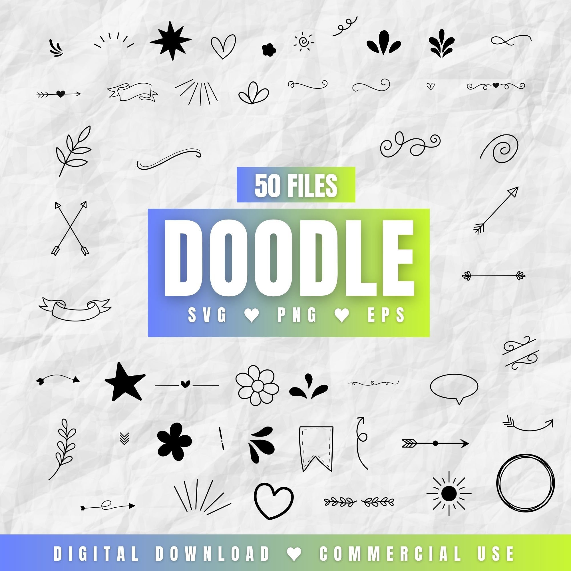 Doodle Elements SVG PNG Clipart Bundle Files for Cricut Cute Silhouette ...