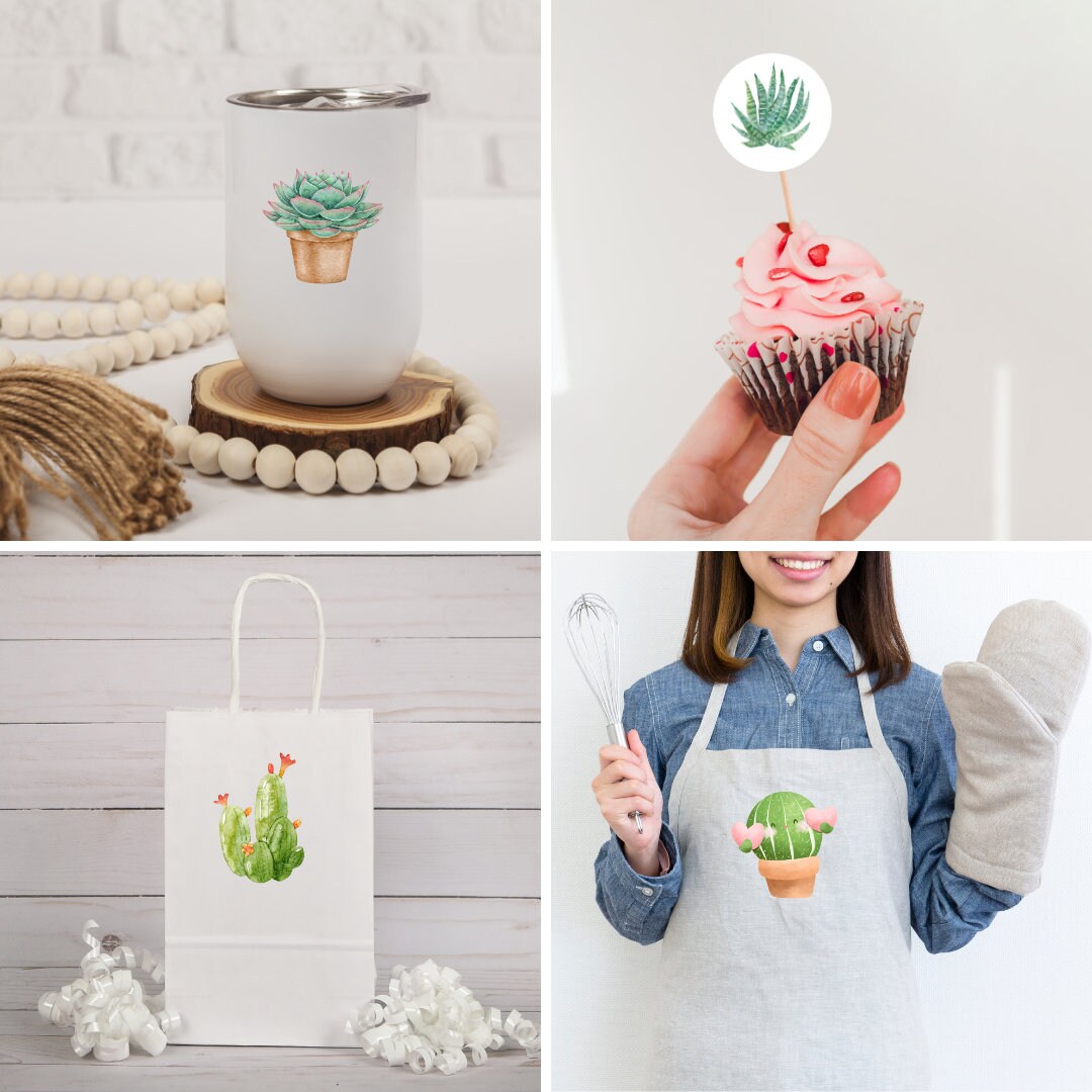 Cactus SVG PNG Clipart Bundle Watercolor Files for Cricut Mega Pack ...