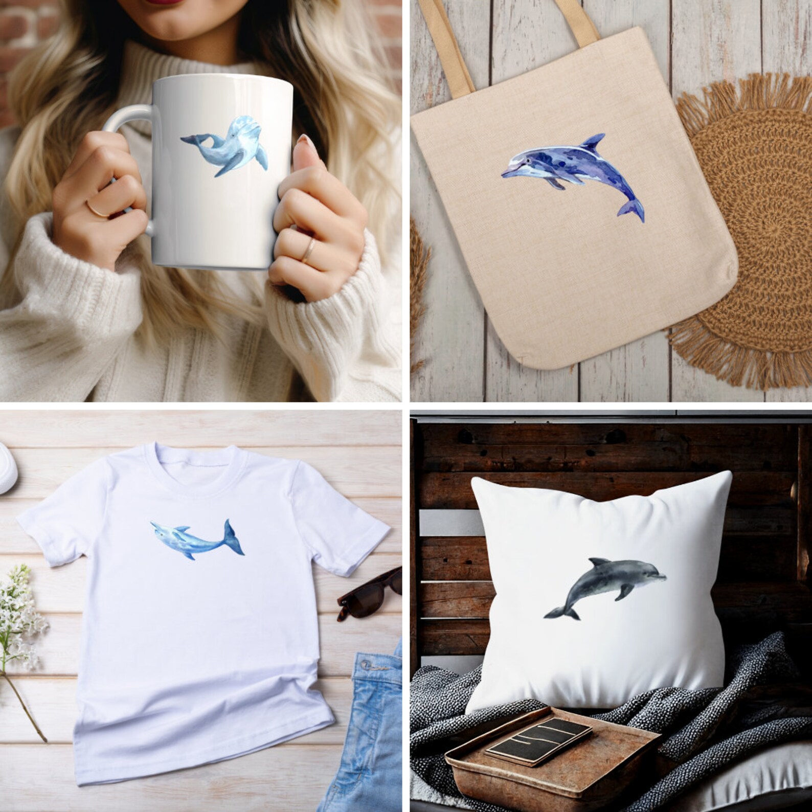 Dolphin Watercolor SVG PNG Clipart Bundle Files for Cricut Baby Mega ...