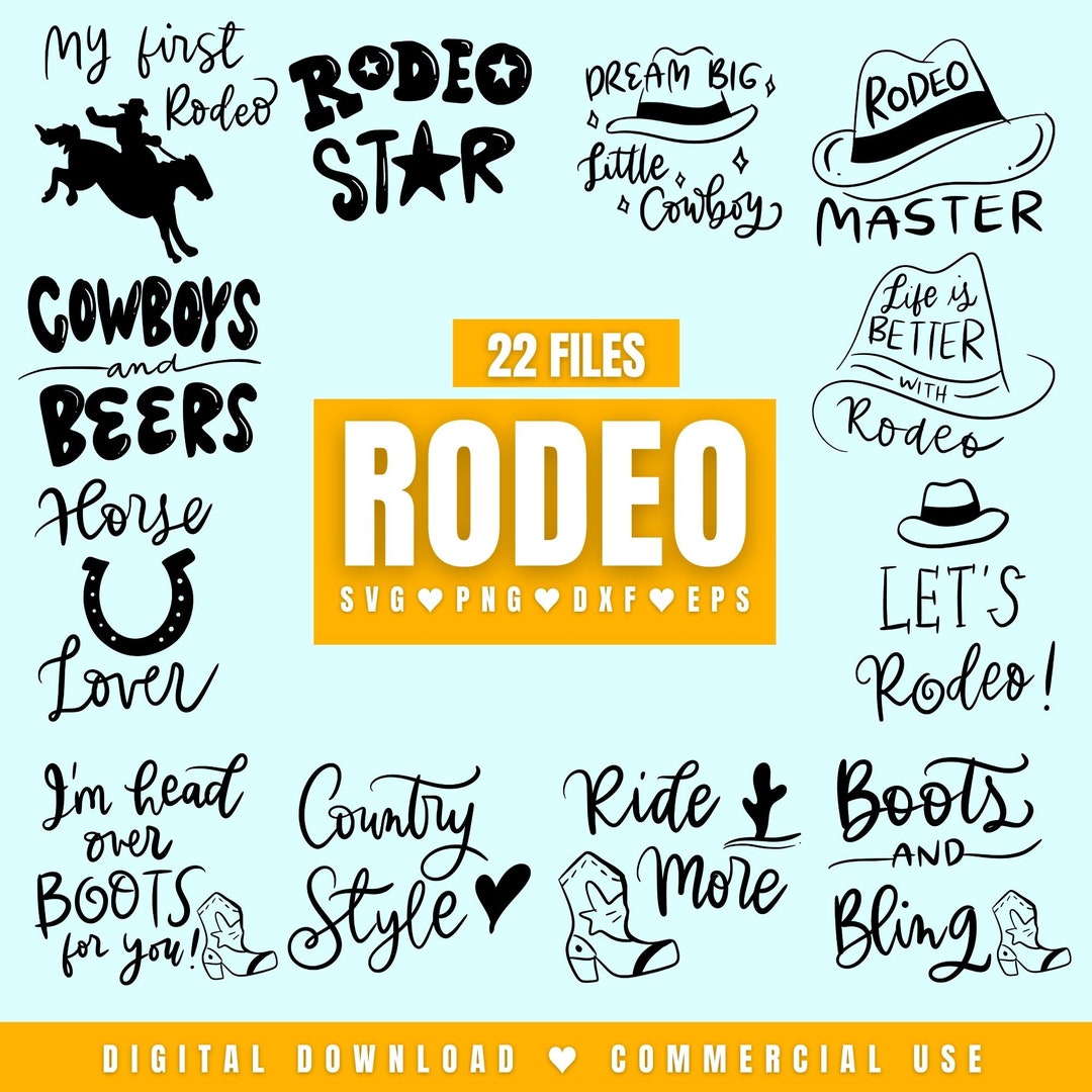 Rodeo Eps Dxf SVG PNG Clipart Bundle for Cricut Western Pack Silhouette ...